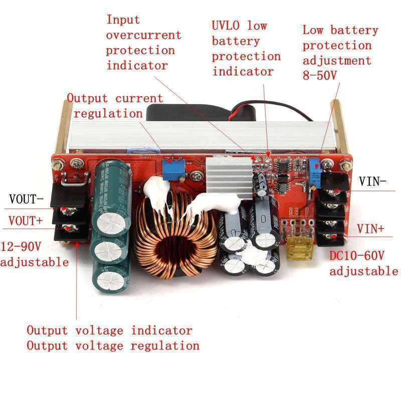 DC / DC Converter DC/DC 10-60V (IN) - 12-83 VDC (OUT) 20A step up
