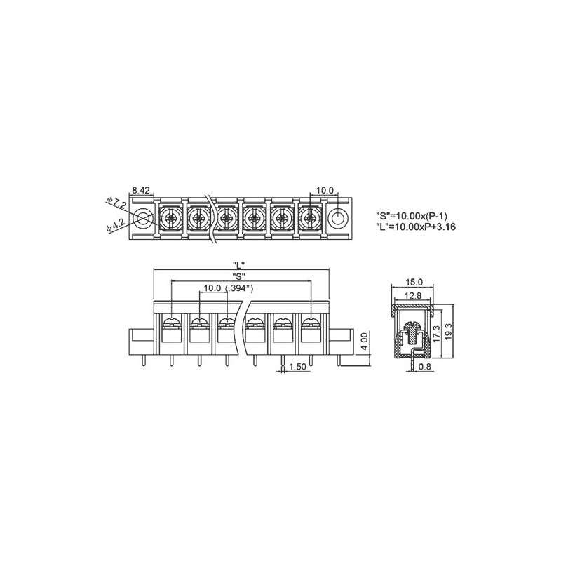 4 terminal block with screw and cover for PCB
