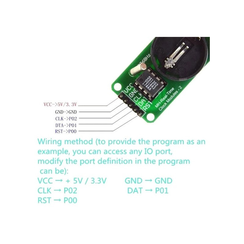 Módulo RTC (relógio de tempo real) DS1302 compatível com Arduino (sem