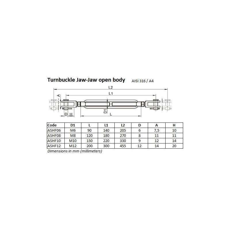 Turnbuckle Jaw-Jaw M12