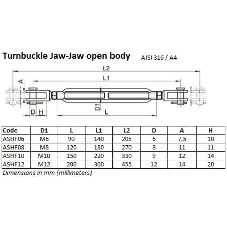 Turnbuckle Jaw-Jaw M12