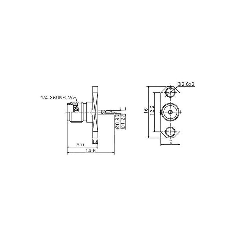 SMA Welding panel female 2 holes