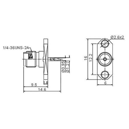 SMA Welding panel female 2 holes