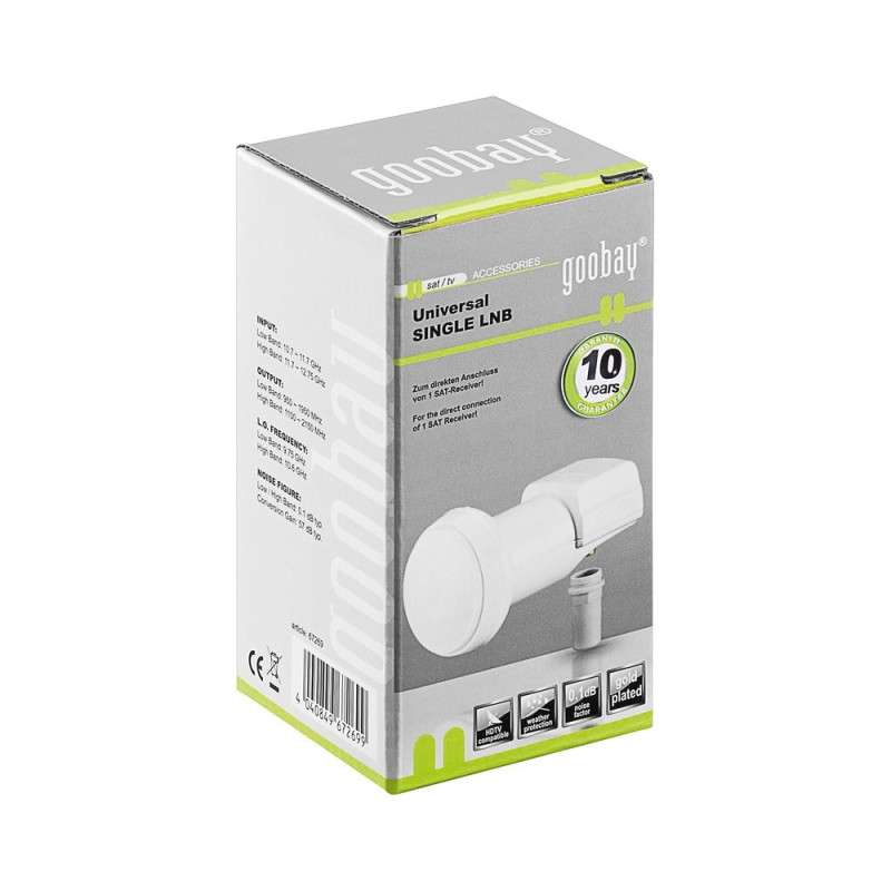 LNB Single UNIVERSAL 0.1dB - Goobay 67269