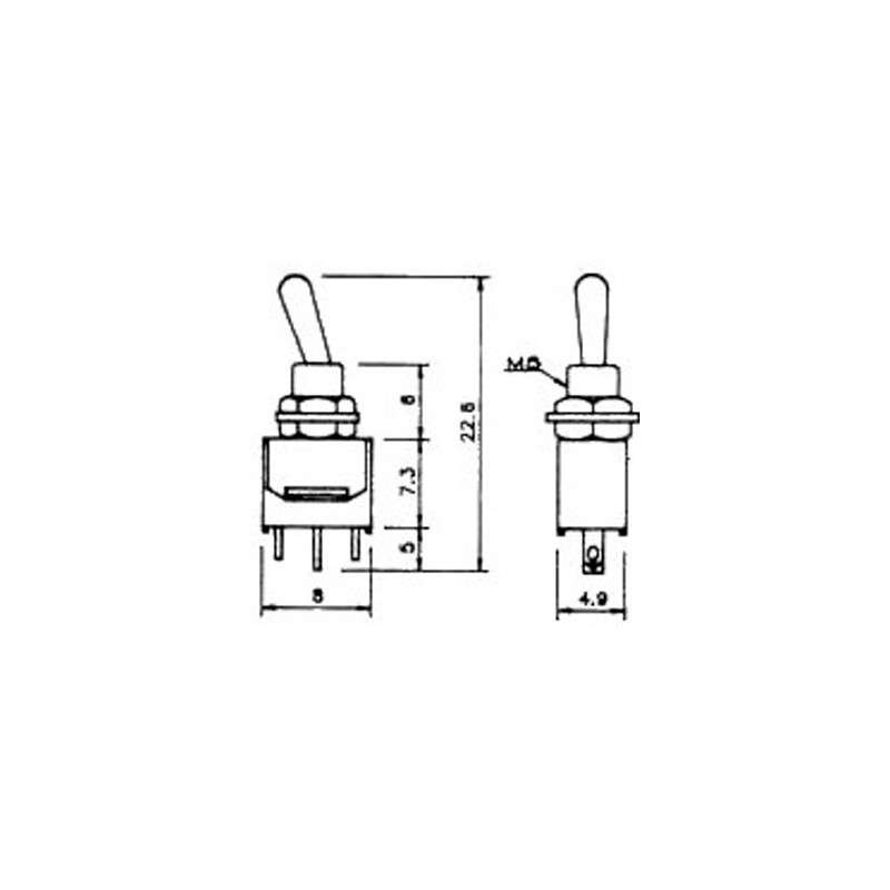 Toggle switch two positions - ON-ON - 120VAC 3A (3-pin)