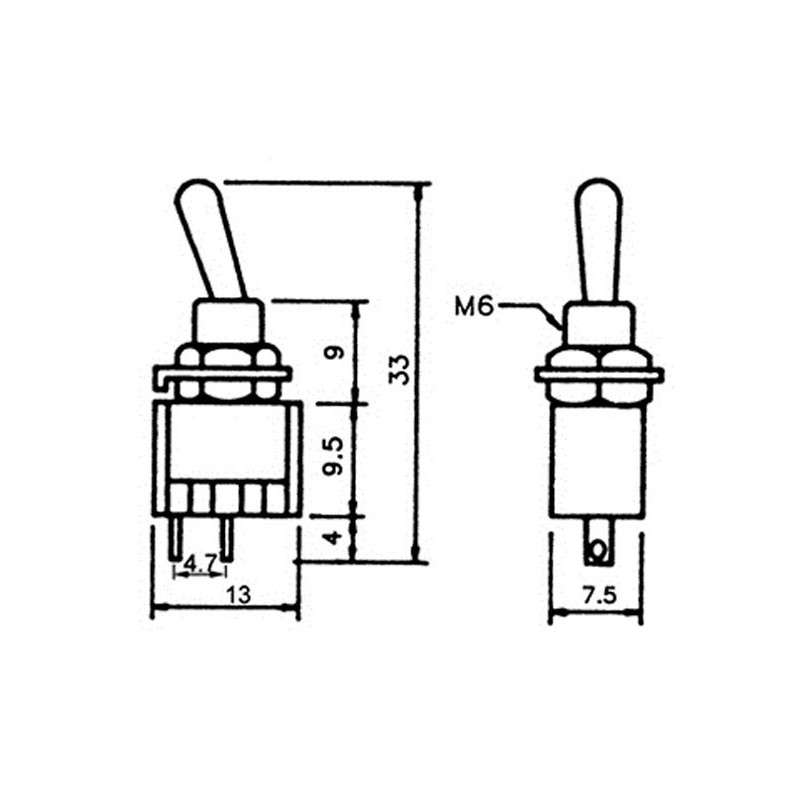 Toggle switch two positions - ON-OFF - 250VAC 3A (2-pin)