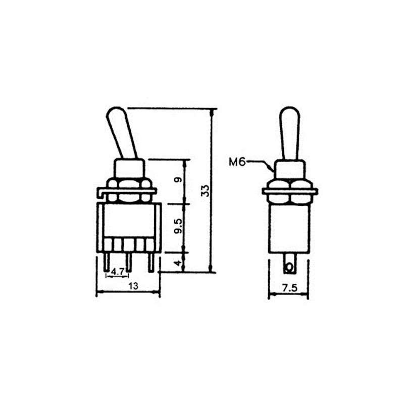 Toggle switch two positions - ON-ON - 250VAC 3A (3-pin) for C.I
