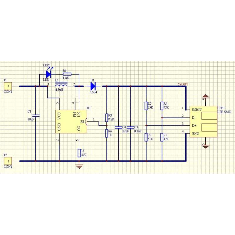 MODULE DC-DC STEP-UP 3V TO 5V 1AMP. USB TO CHARGE MOBILE, MP3, ETC