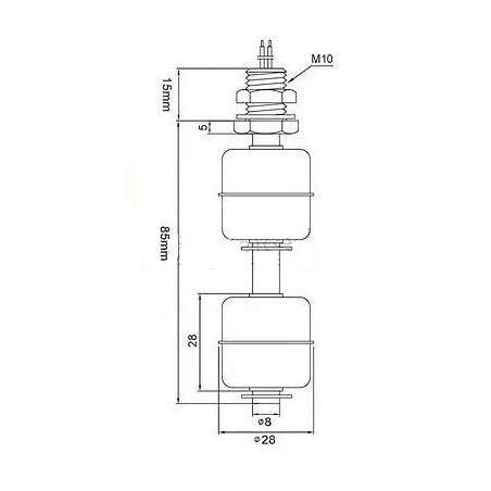100MM METAL DOUBLE BALL FLOAT LIQUID LEVEL SWITCH