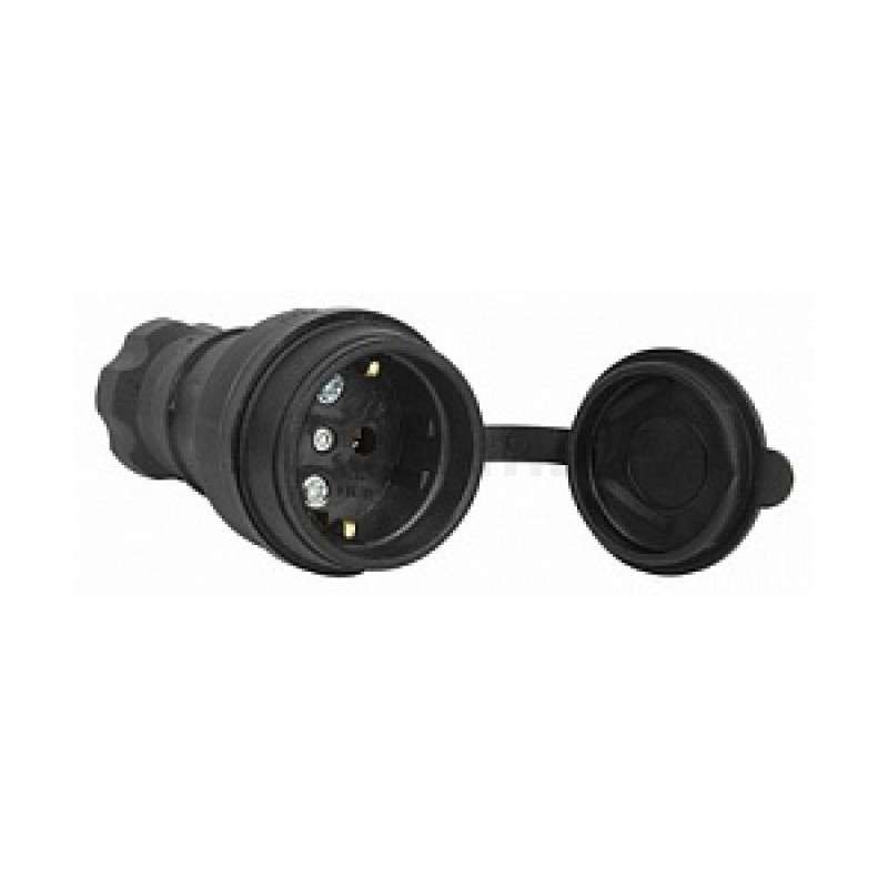 Ficha schuko fêmea de borracha com tampa 2P+T 16A 250V IP44