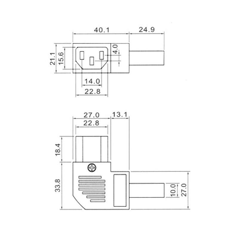 IEC plug C13 (female) 3pin 10A curve