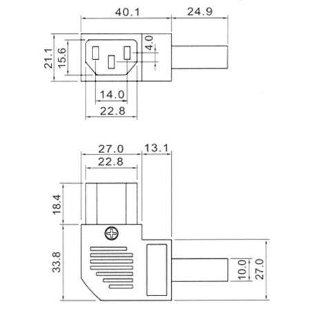 IEC plug C13 (female) 3pin 10A curve