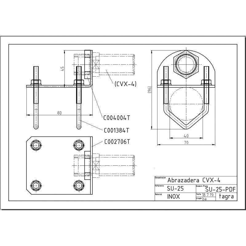 TAGRA SU-25 STAINLESS STEEL MAST BRACKET MARINE