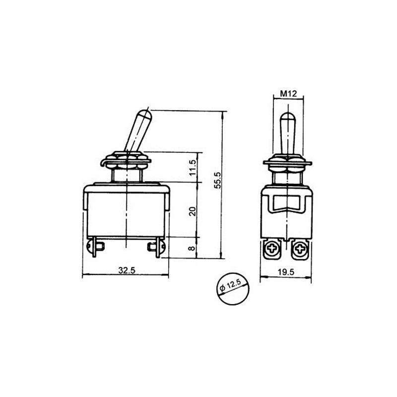 Toggle switch two positions - ON-OFF - 250V. 10A (DPST)