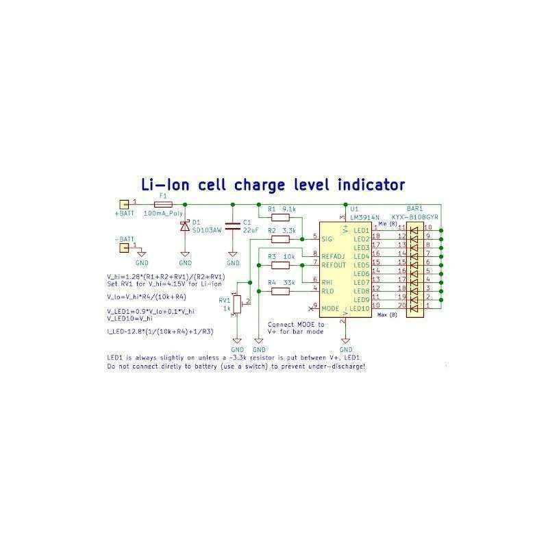 10-segment 4-color battery charge indicator
